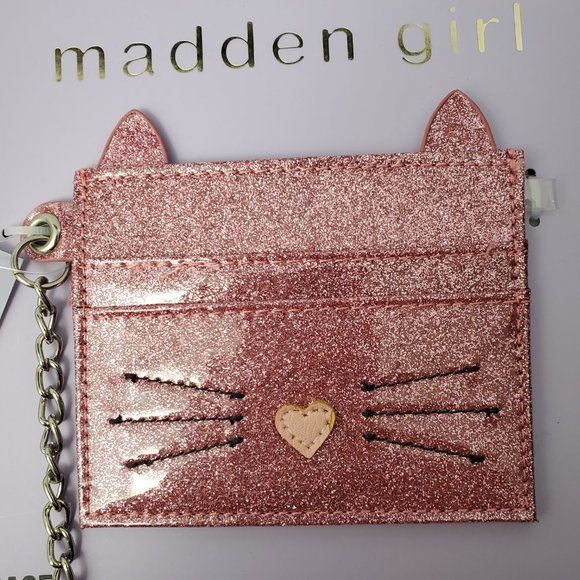 Madden Girl | Bags | Madden Girl Glitter Cat Card Case Mini Wallet Key ...